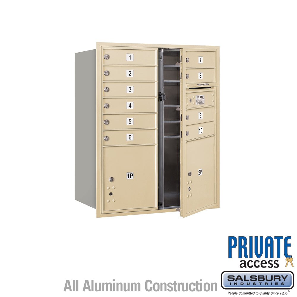 10 Door High Recessed Mounted 4C Horizontal Mailbox with Parcel Locker ...