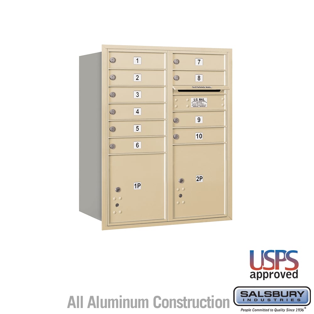10 Door High Recessed Mounted 4C Horizontal Mailbox with Parcel Locker ...