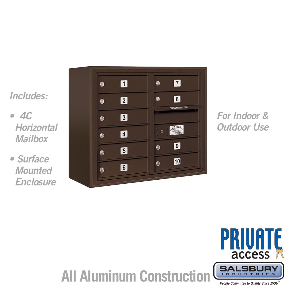 10-Door Surface Mounted Bronze Mailbox with Private Access – Super Arbor
