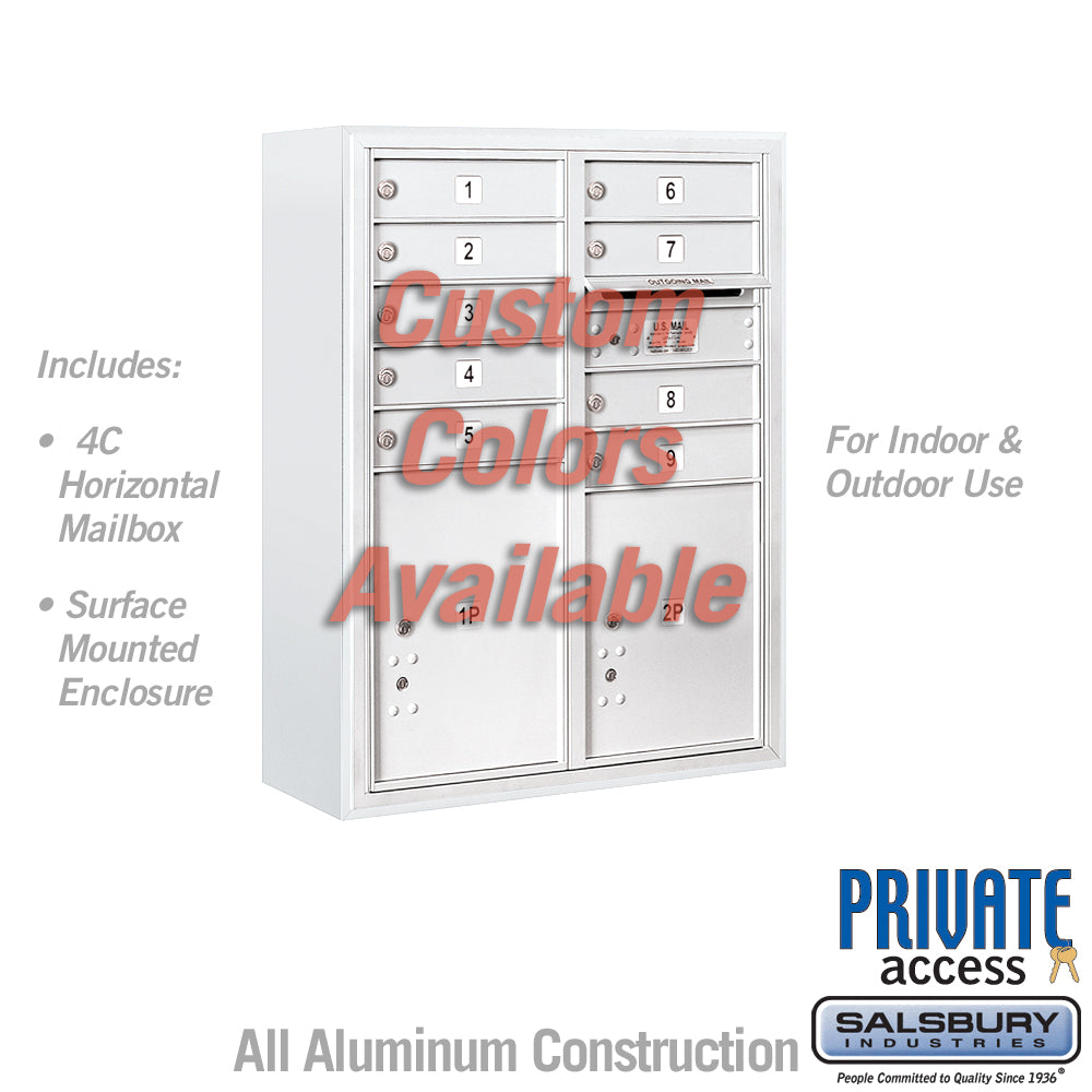 Surface Mounted 4C Horizontal Mailbox Unit - 10 Door High, Double Colu ...
