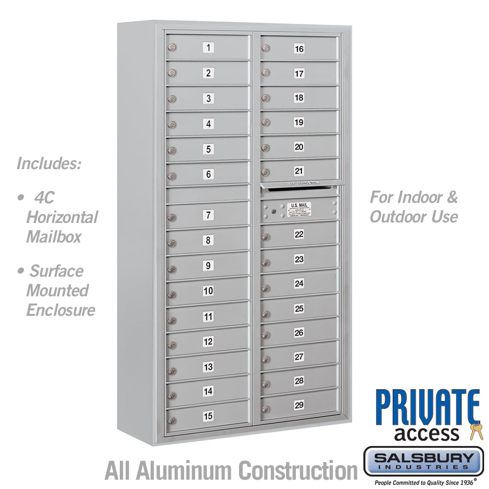 Salsbury Surface-Mounted 4C Horizontal Mailbox Unit, Maximum Height, B ...