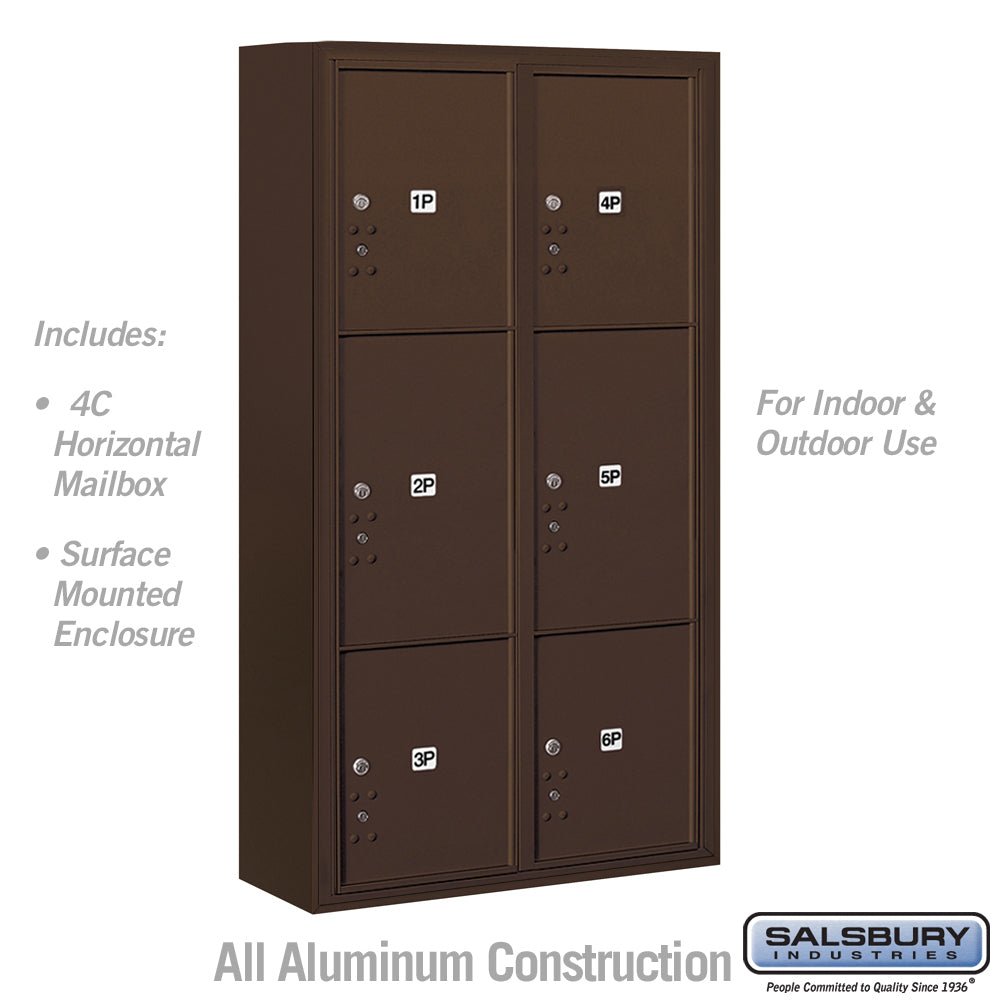 Maximum Height Surface Mounted Parcel Locker with 6 Compartments in Br ...