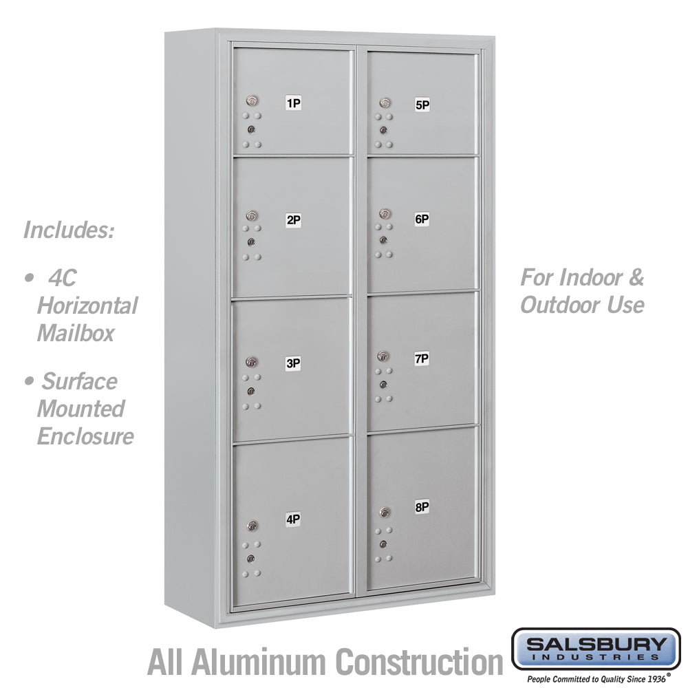 Maximum Height Surface Mounted 4C Horizontal Parcel Locker with 8 Parc ...