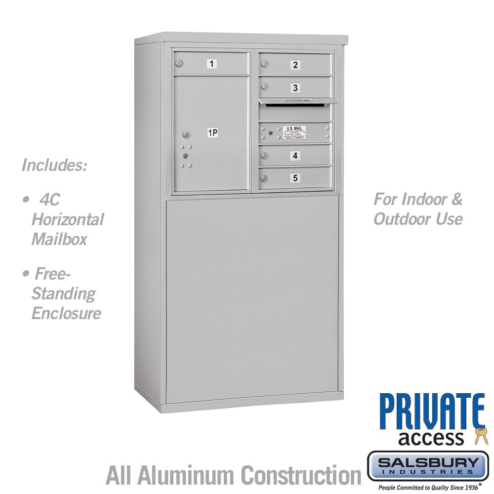 6-Door Free-Standing Mailbox with Parcel Locker in Aluminum – Super Arbor
