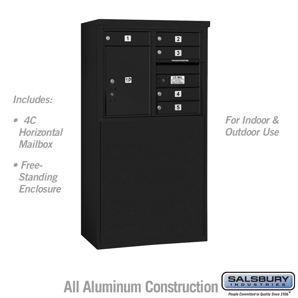 6-Door Free-Standing Mailbox with Parcel Locker in Black – Super Arbor