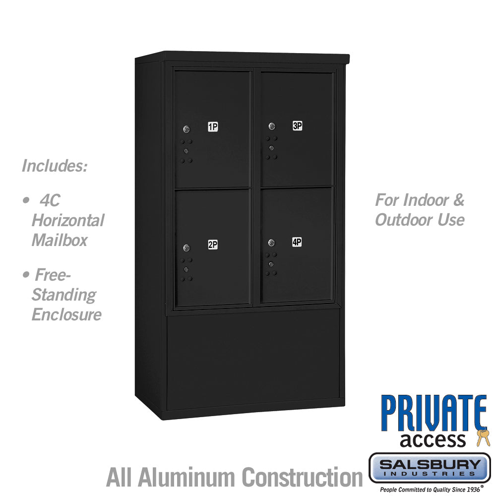 10 Door High Free-Standing Parcel Locker with 4 Parcel Lockers in Blac ...