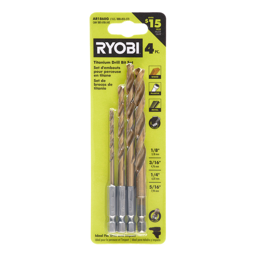 RYOBI SpeedLoad+ Titanium Hex Shank Pilot Drill Bit Set (4-Piece ...