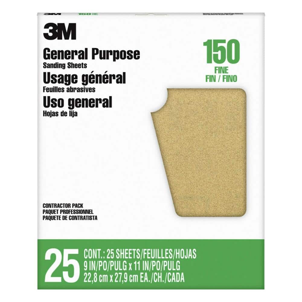 3M PRO-PAK 9 in. x 11 in. 150 Grit Fine General Purpose Sanding Sheets ...