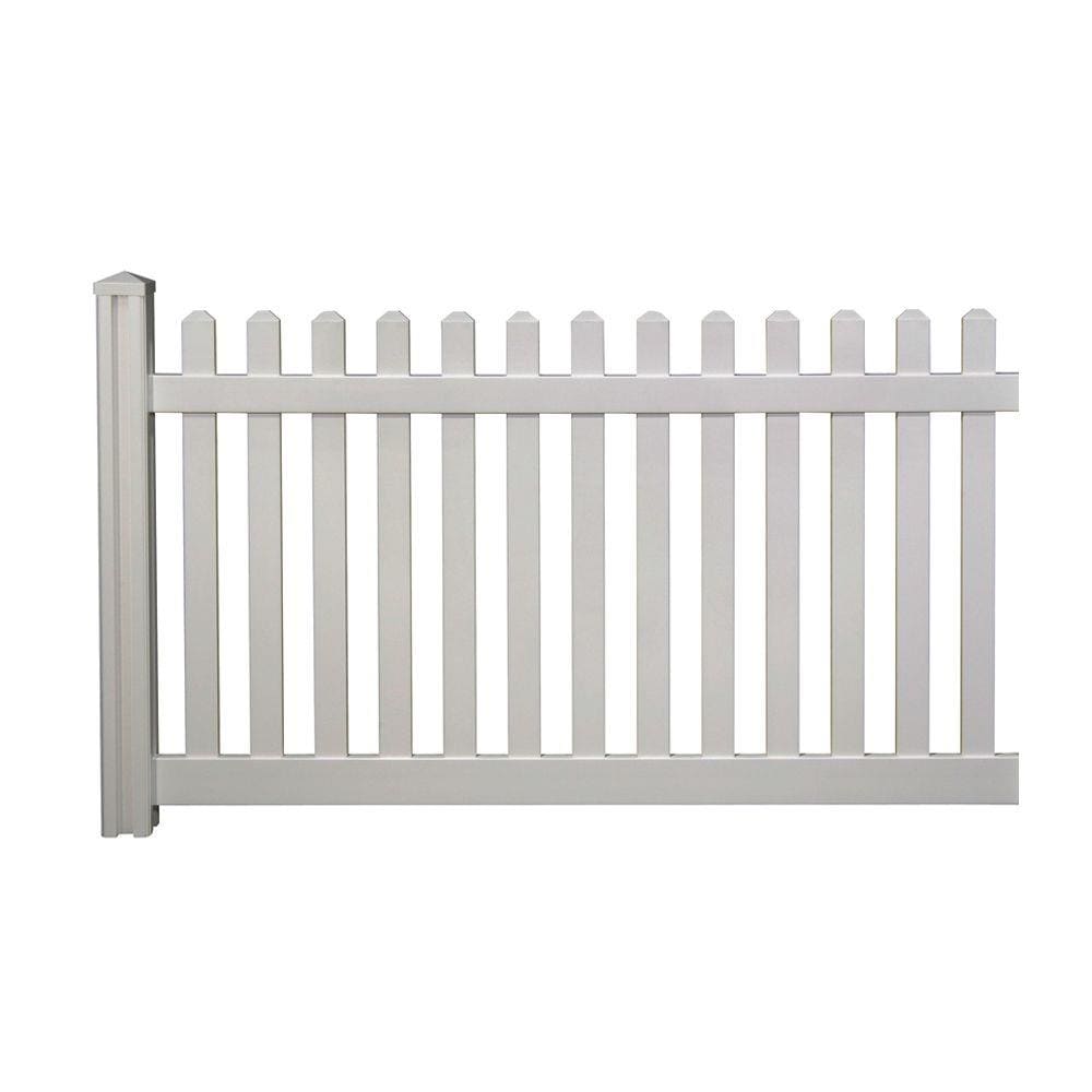 WamBam Fence Traditional Classic Picket Fence 4-ft H x 7-ft W White Vi ...