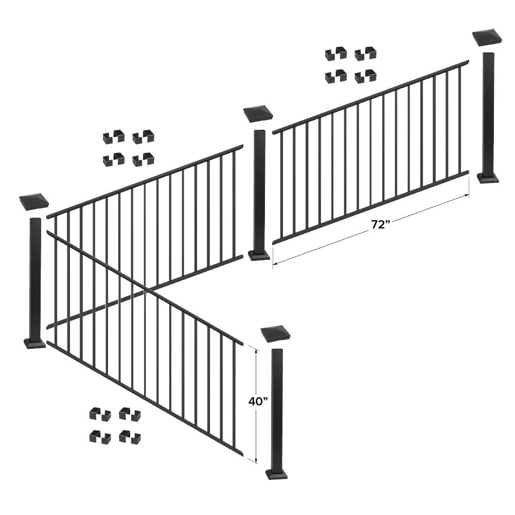 Fortress Building Products 18-ft x 40-in Black Sand Aluminum Deck Rail ...