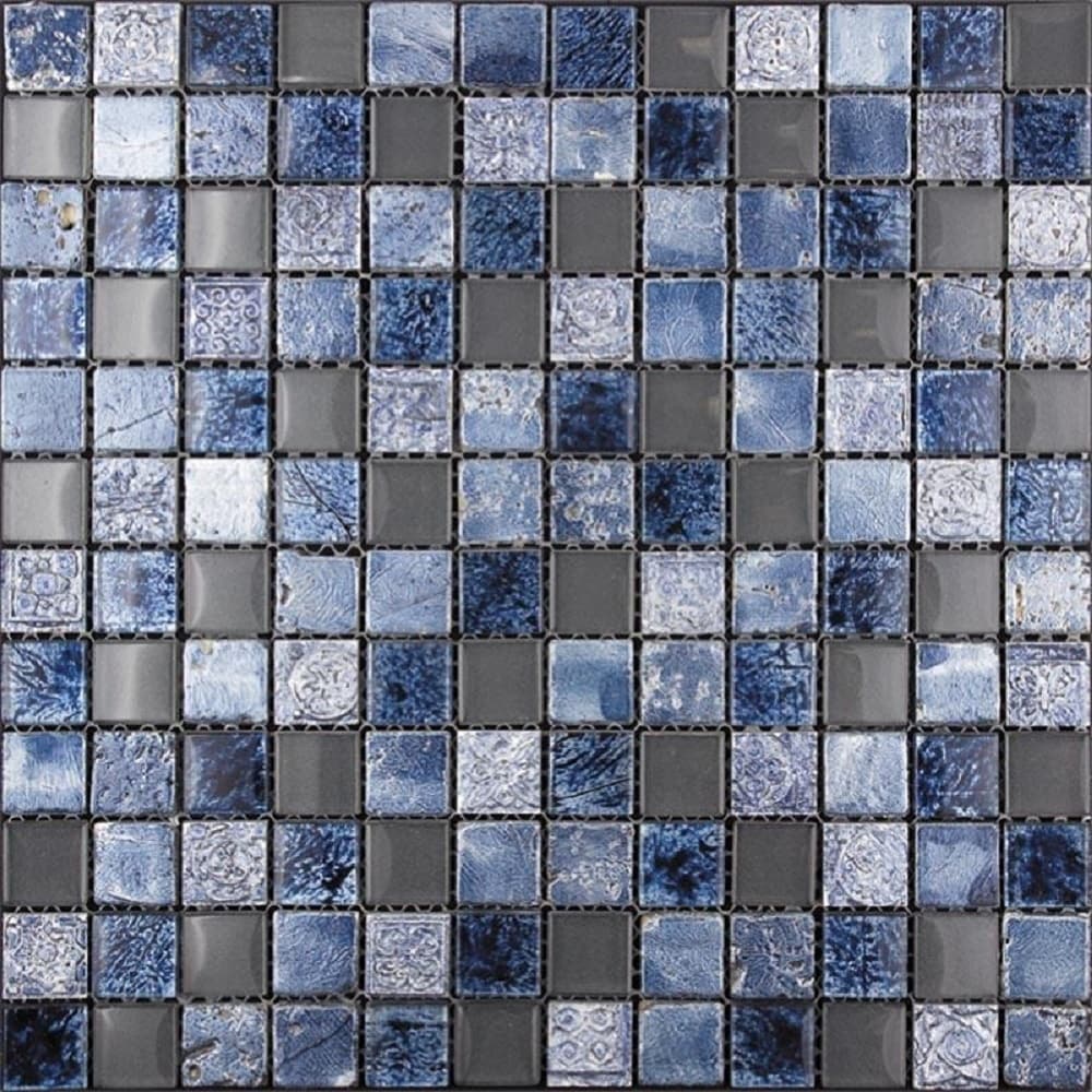 Apollo Tile (Sample) Wall Tile Mini Square Gray and Blue 4-in x 4-in G ...