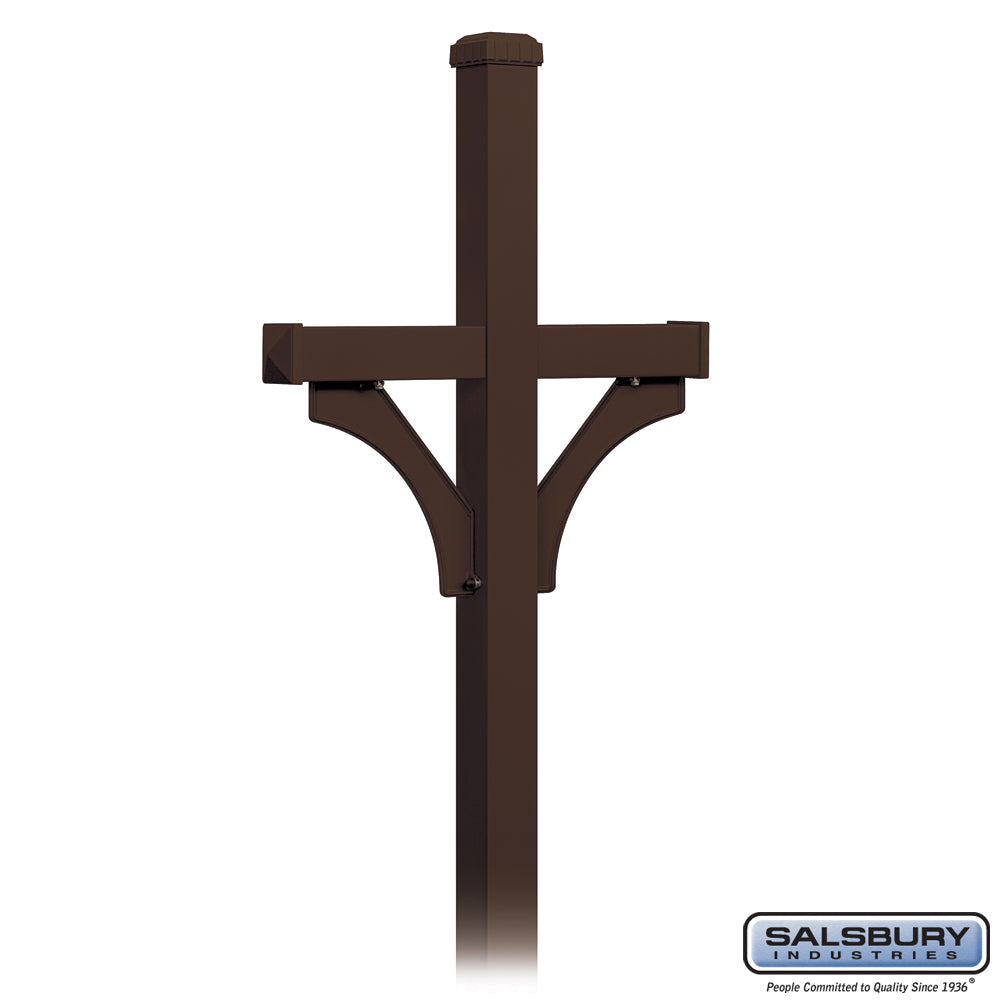 Deluxe Mailbox Post - 2 Sided for Two Mailboxes, In-Ground Mounted, Br ...