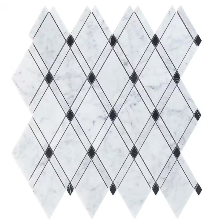 Grand Pavo Carrera Blend 11 in. x 12 in. x 10 mm Polished Marble Mosai ...