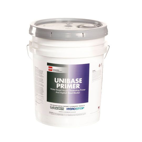 GAF UniBase Primer – 5-Gallon Water-Based Acrylic Primer & Asphalt Ble ...