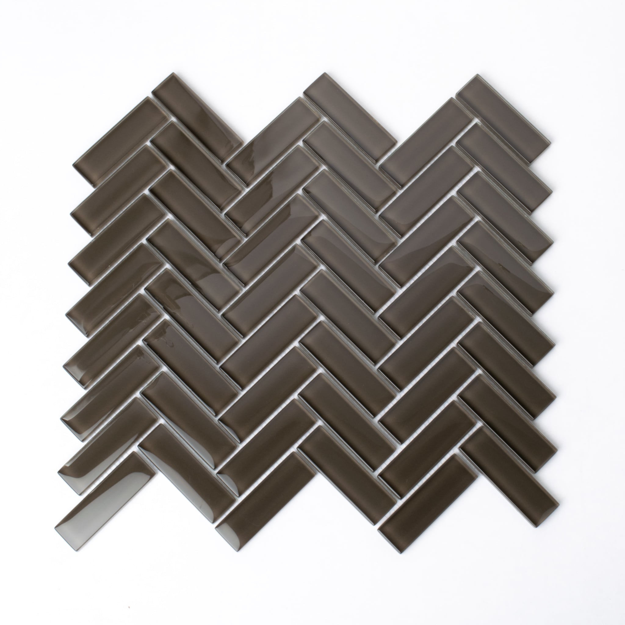 Apollo Tile (Sample) Colorway Anchor Gray 4-in x 4-in Glossy Glass Her ...