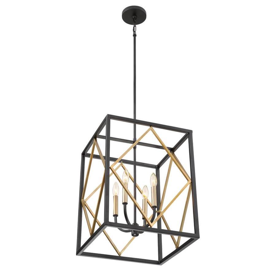 Quoizel Platform Black with Gold Transitional Square Pendant Light, 16 ...