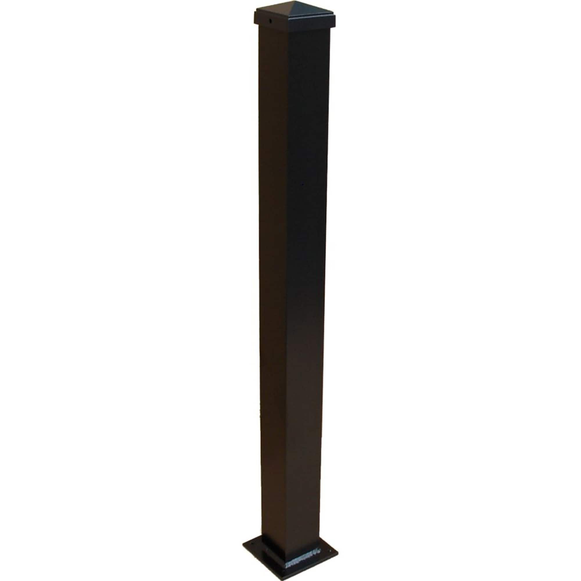 Wolf Handrail Post Kit 3-in x 3-in x 3-1/4-ft Hammered Black Aluminum ...