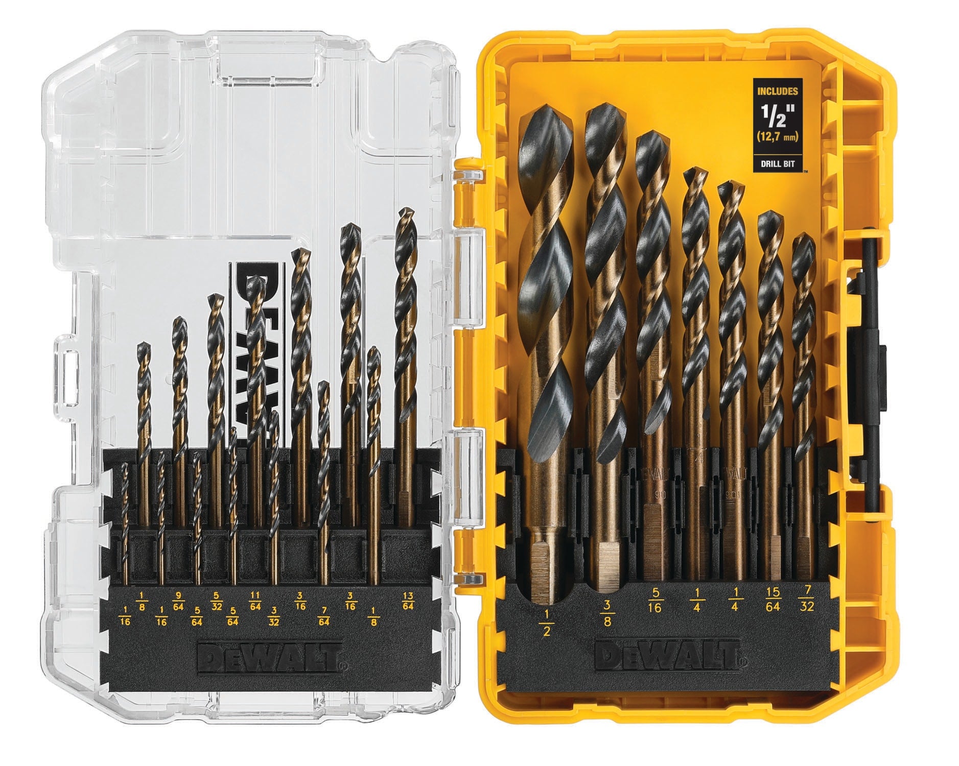DEWALT 21-Piece Assorted Black & Gold Coated HSS Twist Drill Bit Set ...