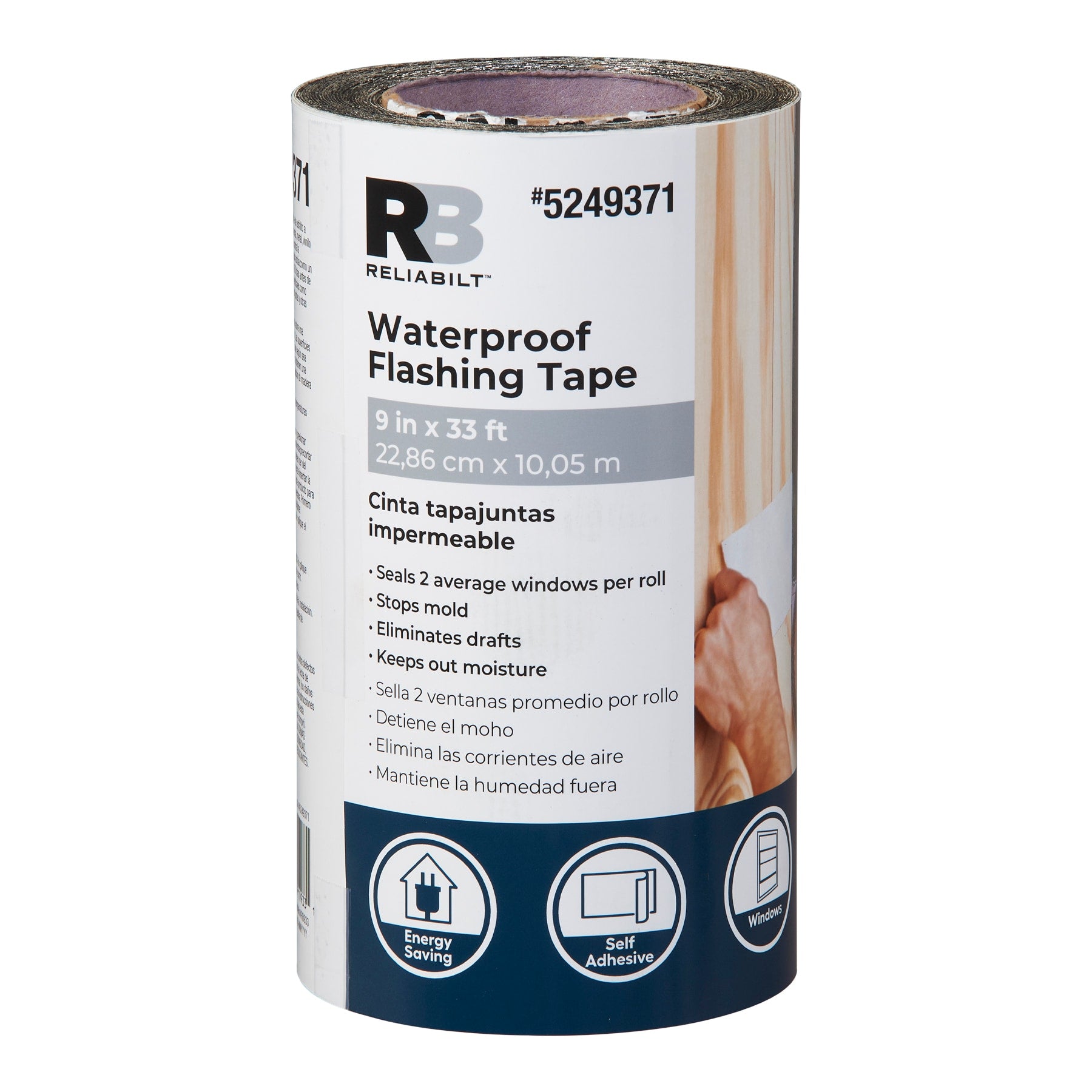 RELIABILT Self-Adhesive Waterproof Flashing Tape, 9 in x 33 ft, Silver ...