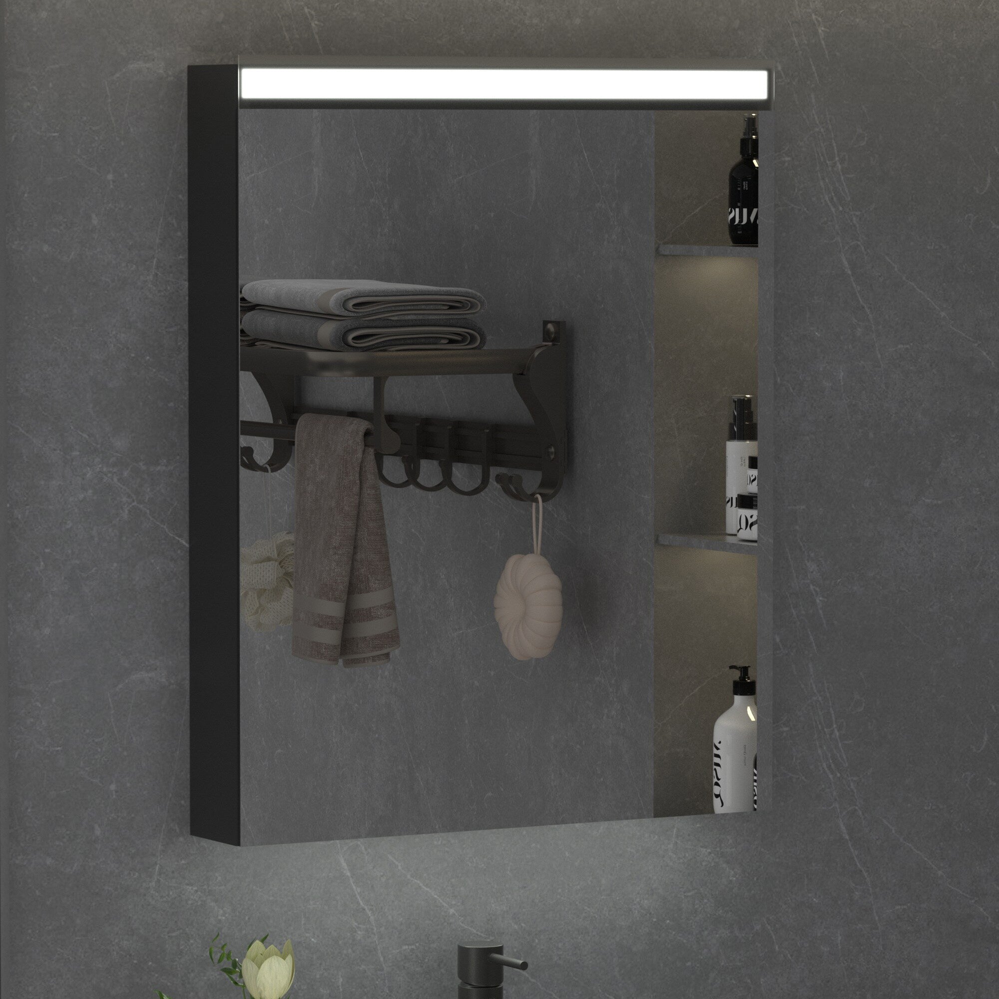 Forclover 24-in x 30-in Lighted LED Surface Mount Aluminum Mirrored Me ...