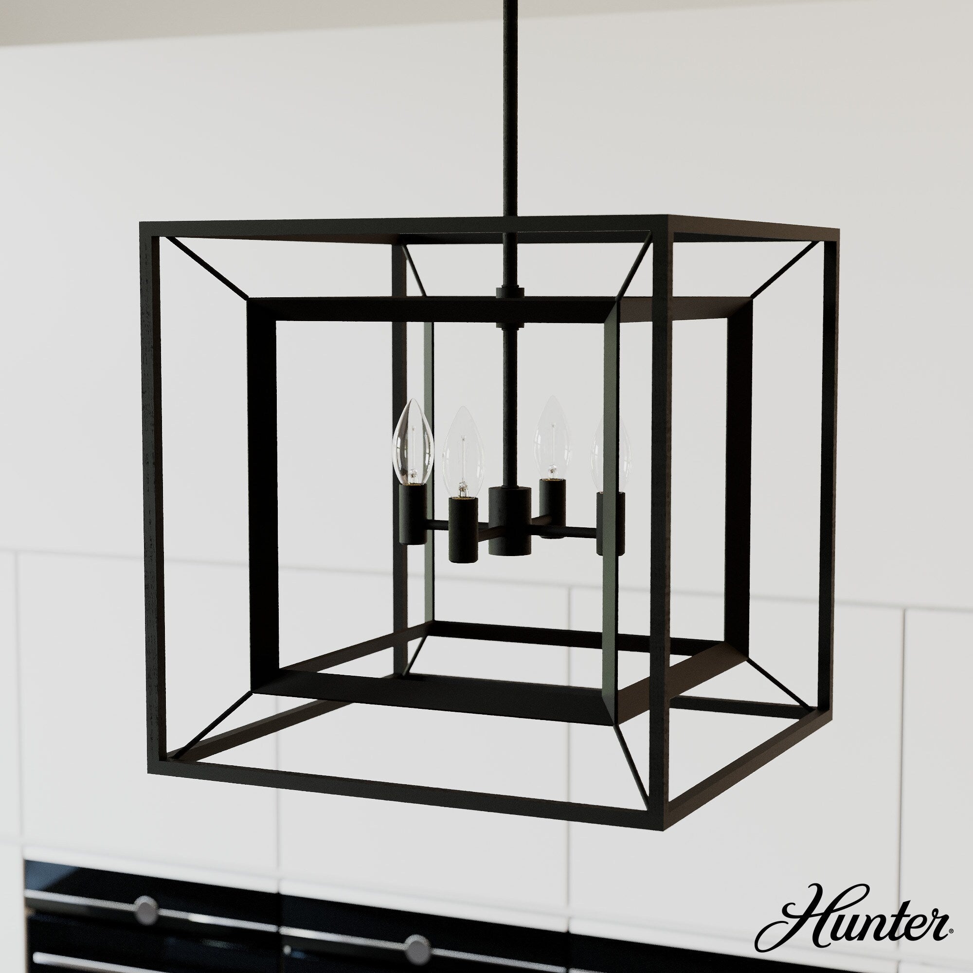 Hunter Doherty 4-Light Matte Black Modern/Contemporary Led Bare Bulb C ...