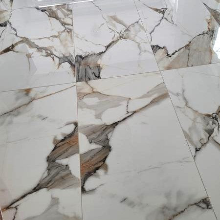 Calacatta Aurous Polished 24-in x 48-in Polished Porcelain Marble Look ...