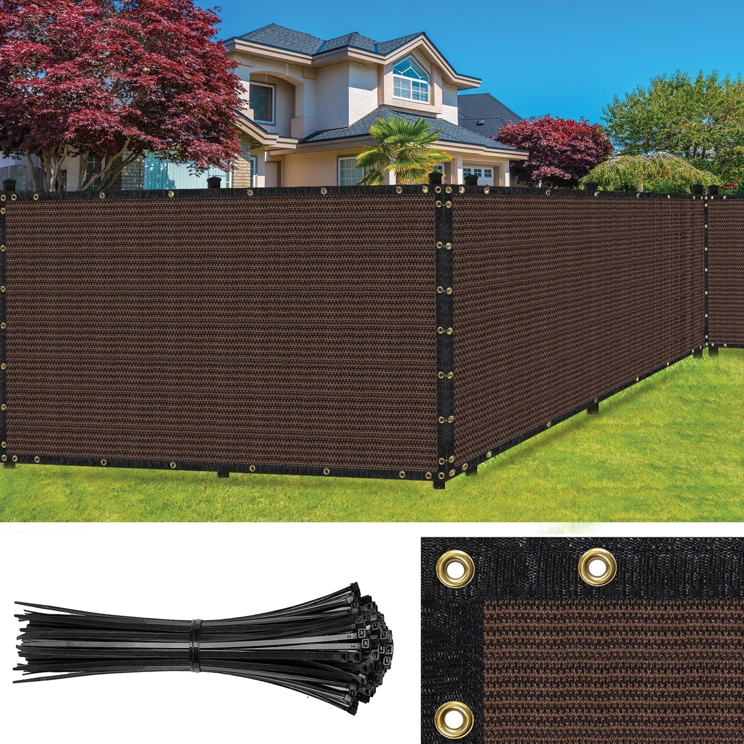 SEALTECH 8-ft H x 50-ft W Brown Non-Recycled Polypropylene Chain Link ...
