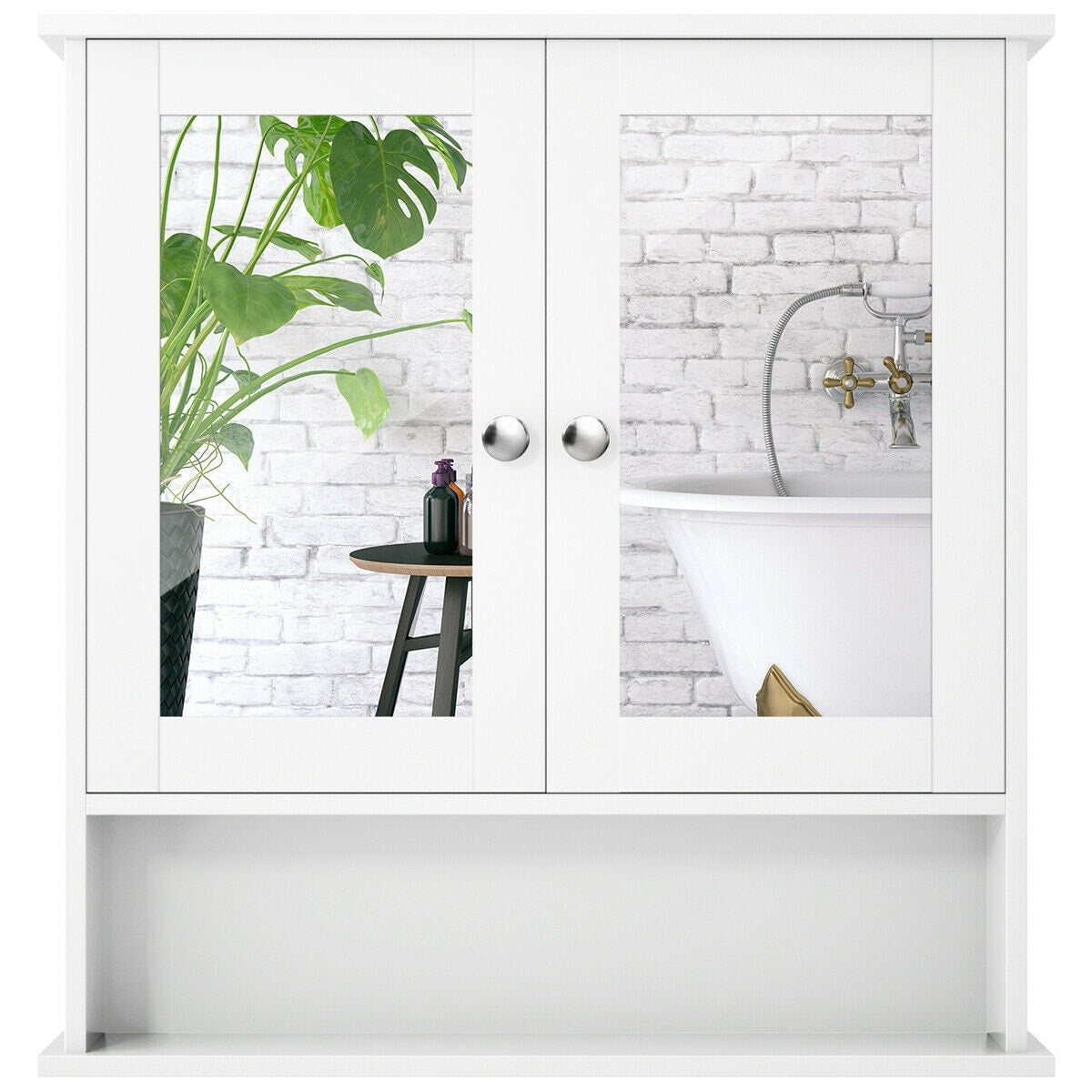 Forclover 22-in x 23-in Surface Mount White Mirrored Soft Close Medici ...