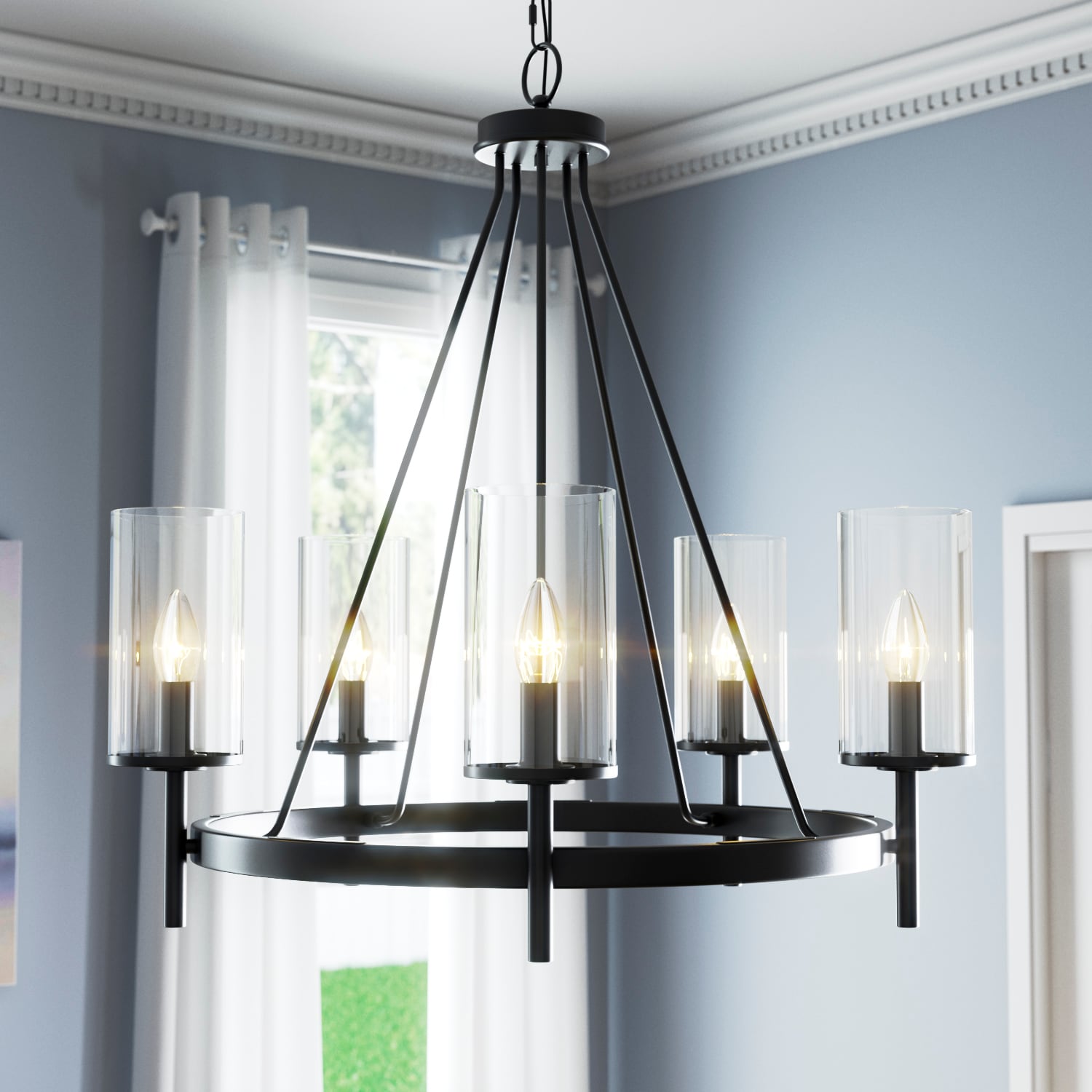 Progress Lighting Strahan 5-Light Black Transitional Chandelier – Super ...