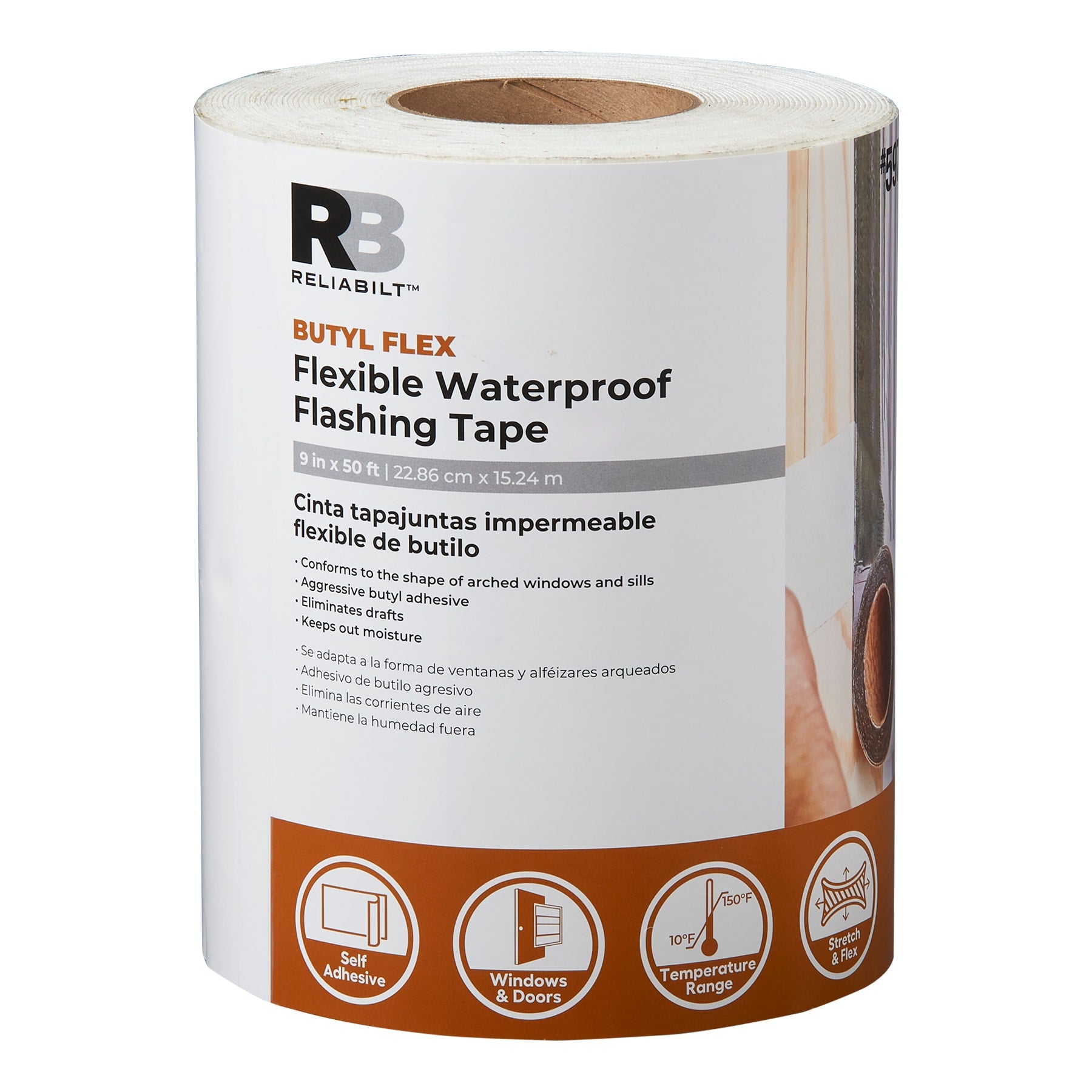 RELIABILT Butyl Flex 9-in x 50-ft White Self-Adhesive Butyl Rubber Wat ...