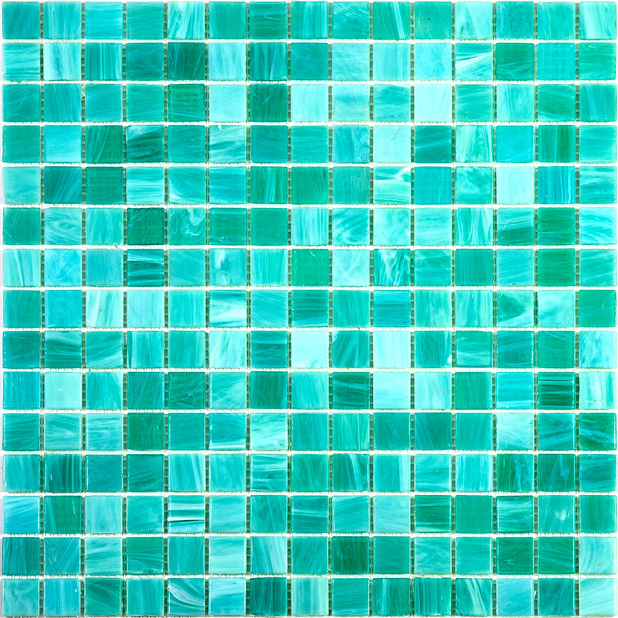 Apollo Tile Celestial Cyan Blue 12-in x 12-in Glossy Glass Uniform Squ ...