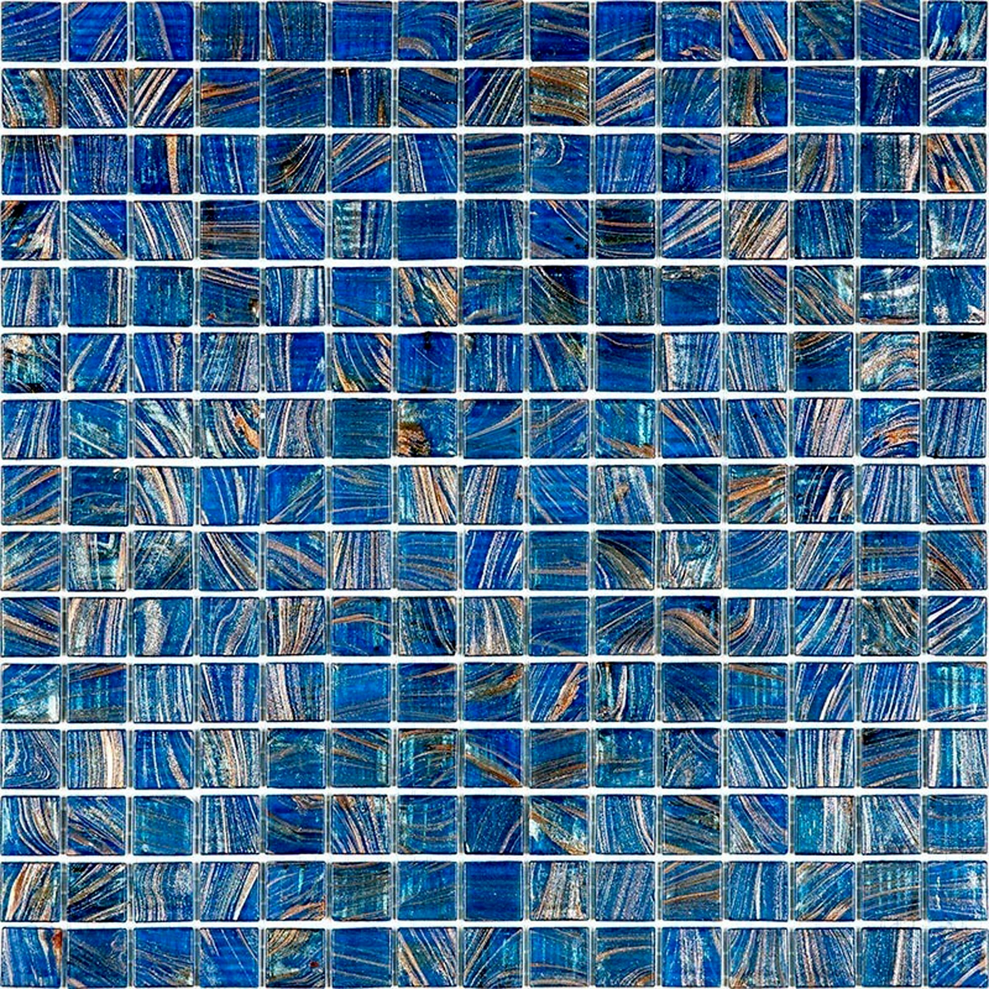 Apollo Tile Celestial Yale Blue and Gold 12-in x 12-in Glossy Glass Un ...