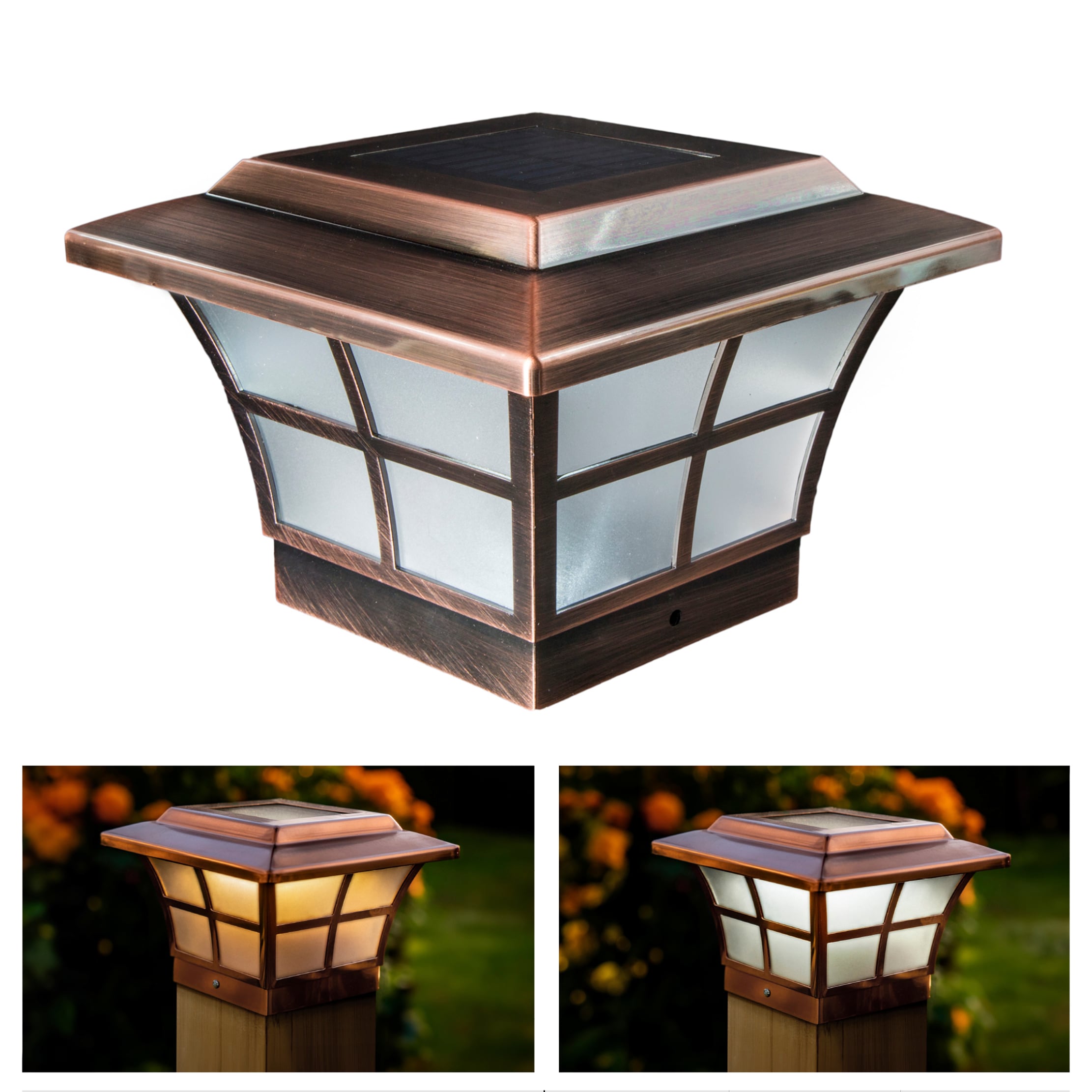 Classy Caps 4-in x 4-in 10-Lumen 1-Watt Copper Solar LED Outdoor Post ...