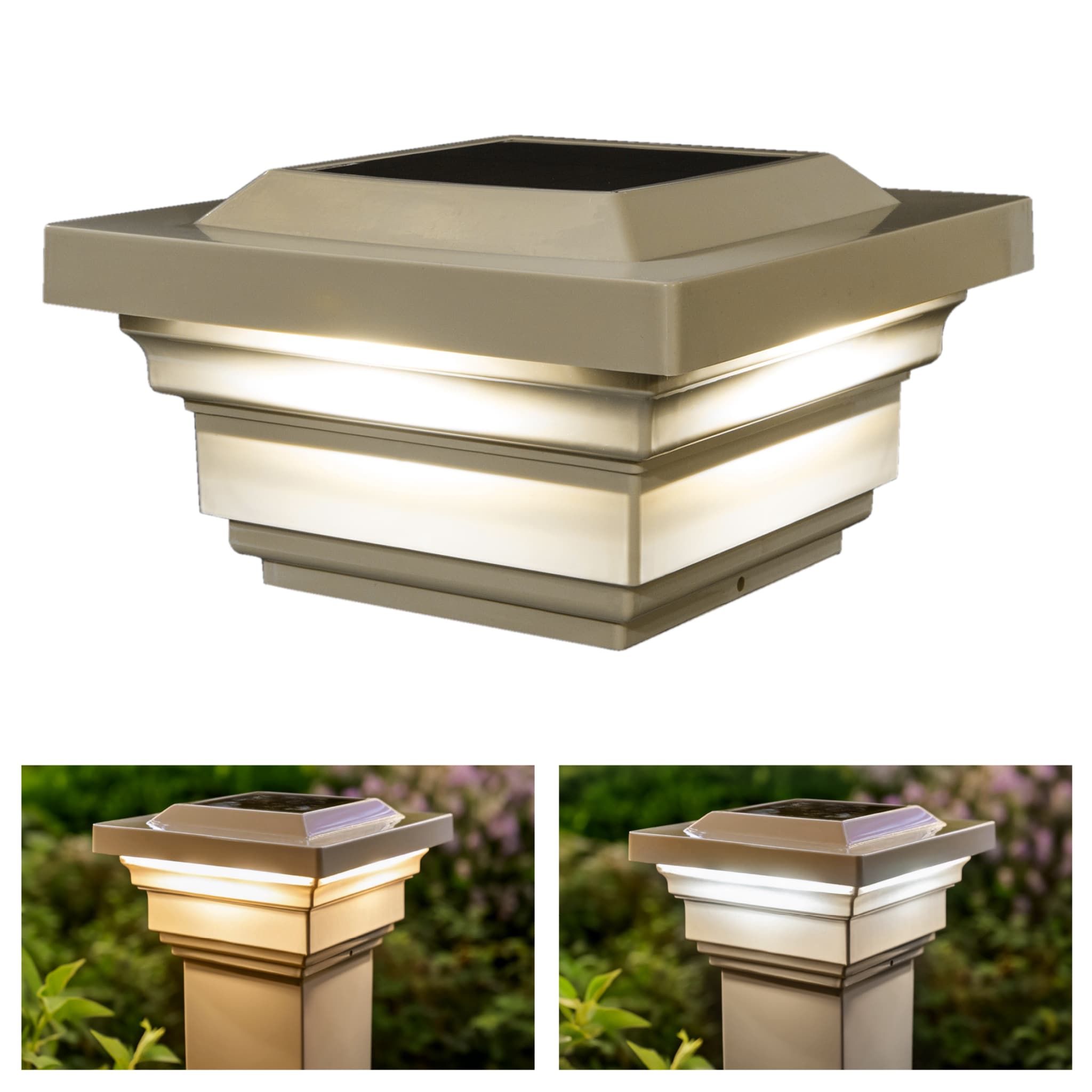 Classy Caps 4-in x 4-in 15-Lumen 1-Watt Tan Solar LED Outdoor Post Cap ...
