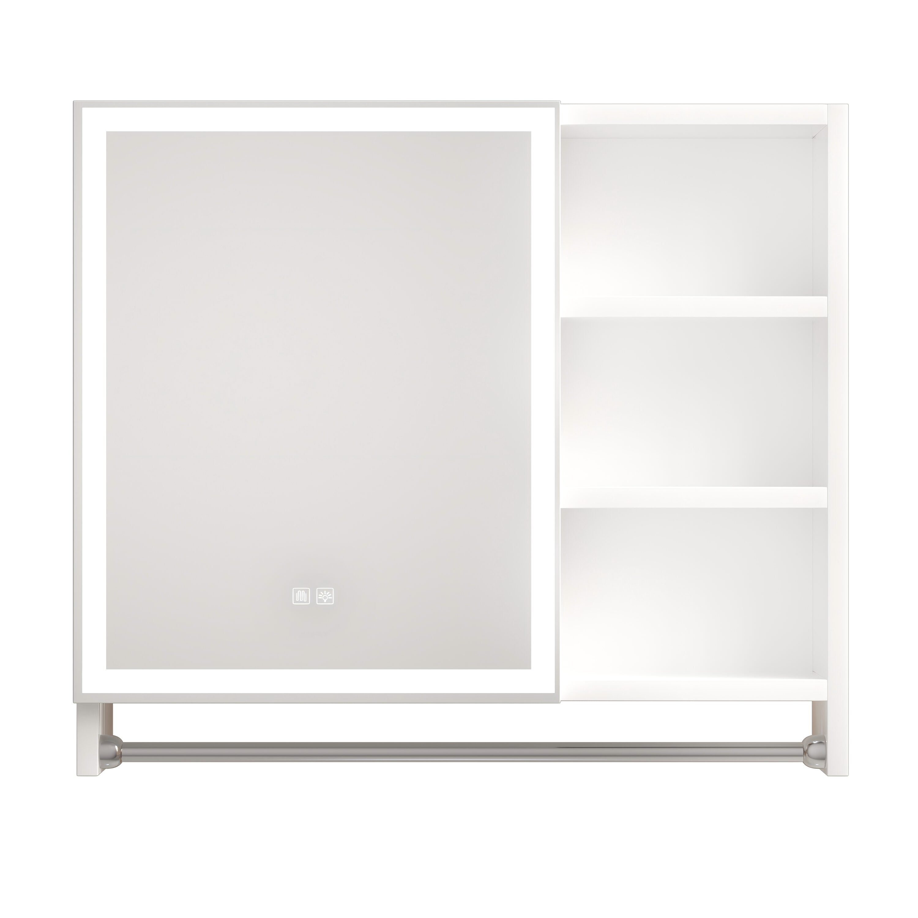 Forclover 32-in x 28-in Lighted LED Fog Free Surface Mount White Mirro ...