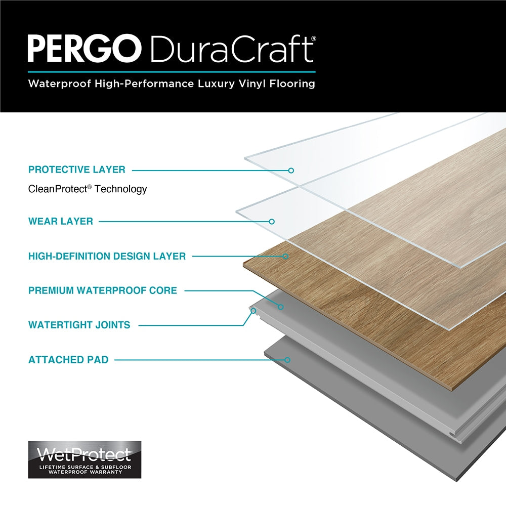 Pergo DuraCraft Verona Marble Waterproof Vinyl Tile with Stone Look ...