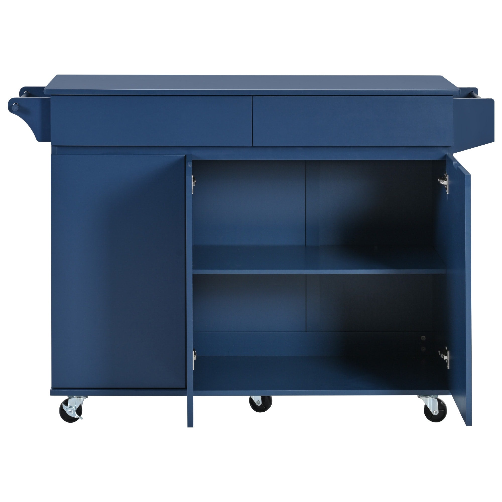 SINOFURN Blue Mdf Base with Mdf Wood Top Rolling Kitchen Island (27.6 ...