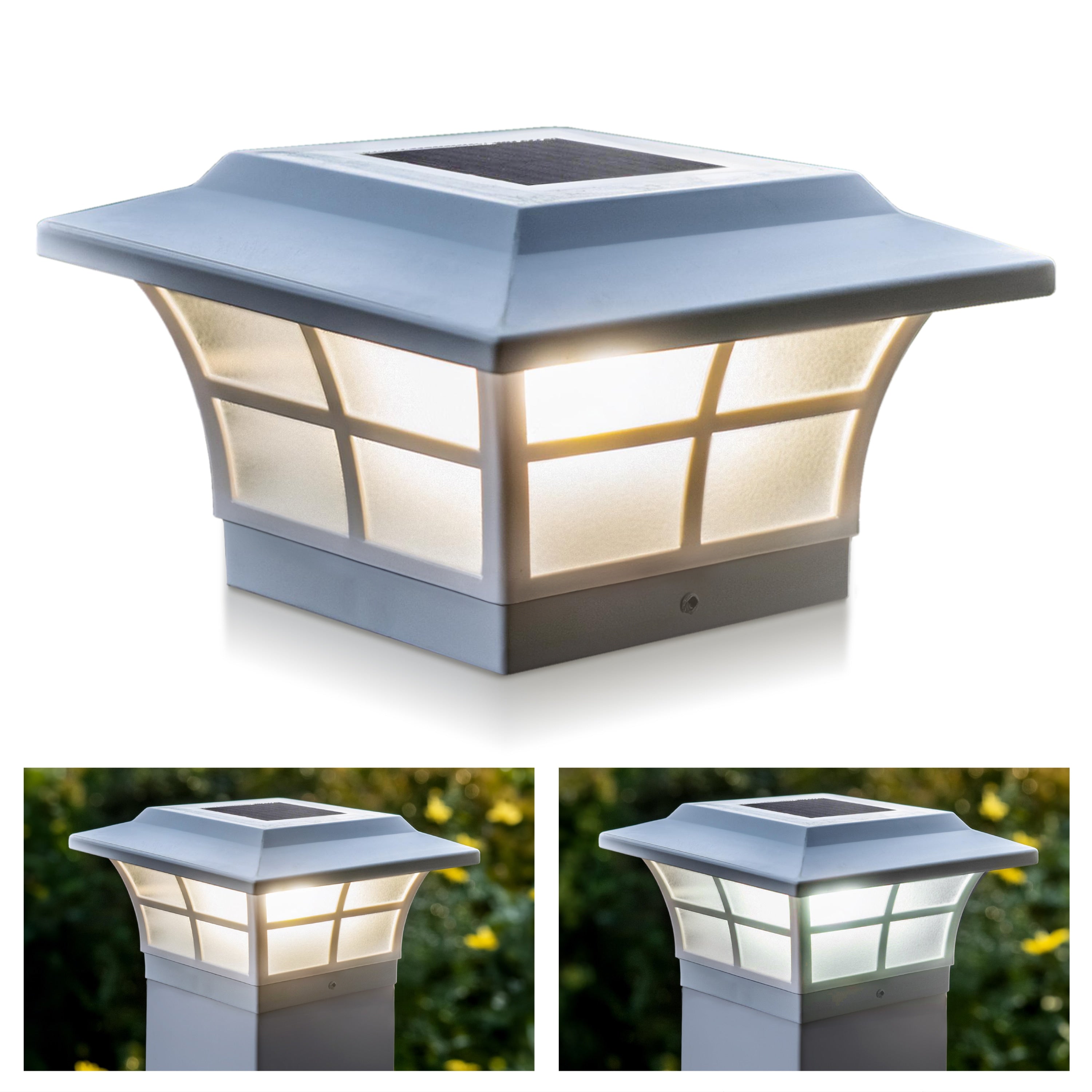 Classy Caps 5-in x 5-in 10-Lumen 1-Watt White Solar LED Outdoor Post C ...
