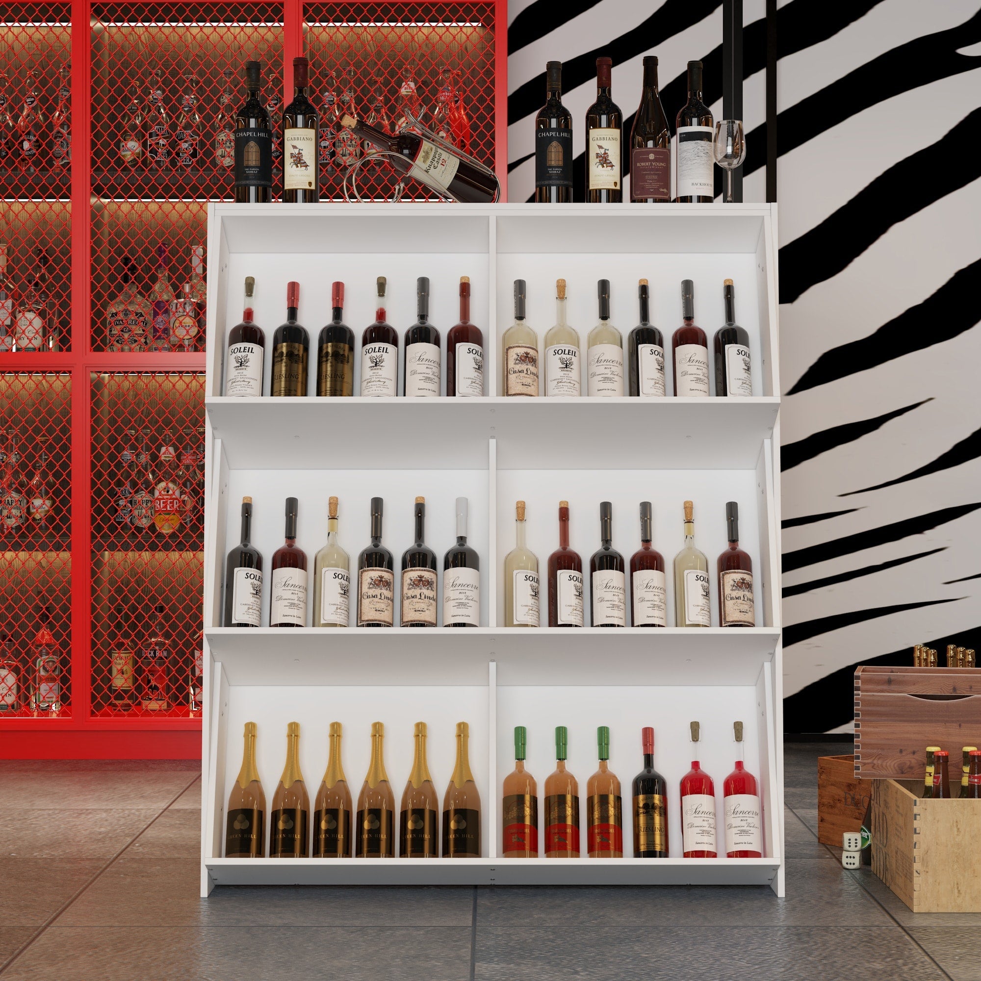 FUFU&GAGA 72-Bottle White Mdf Wine Cabinet – Super Arbor