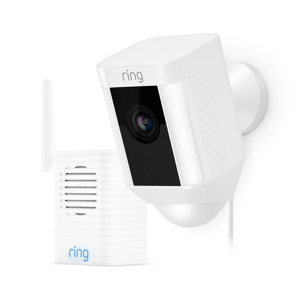 Spotlight Cam Wired Outdoor Security Camera White with Chime Pro ...