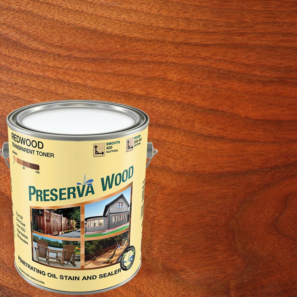 Preserva Wood 1 Gal. Oil-Based Redwood Penetrating Exterior Stain and ...