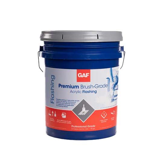 GAF Premium Brush-Grade Acrylic Flashing, Light Grey, 5-Gallon Pail ...