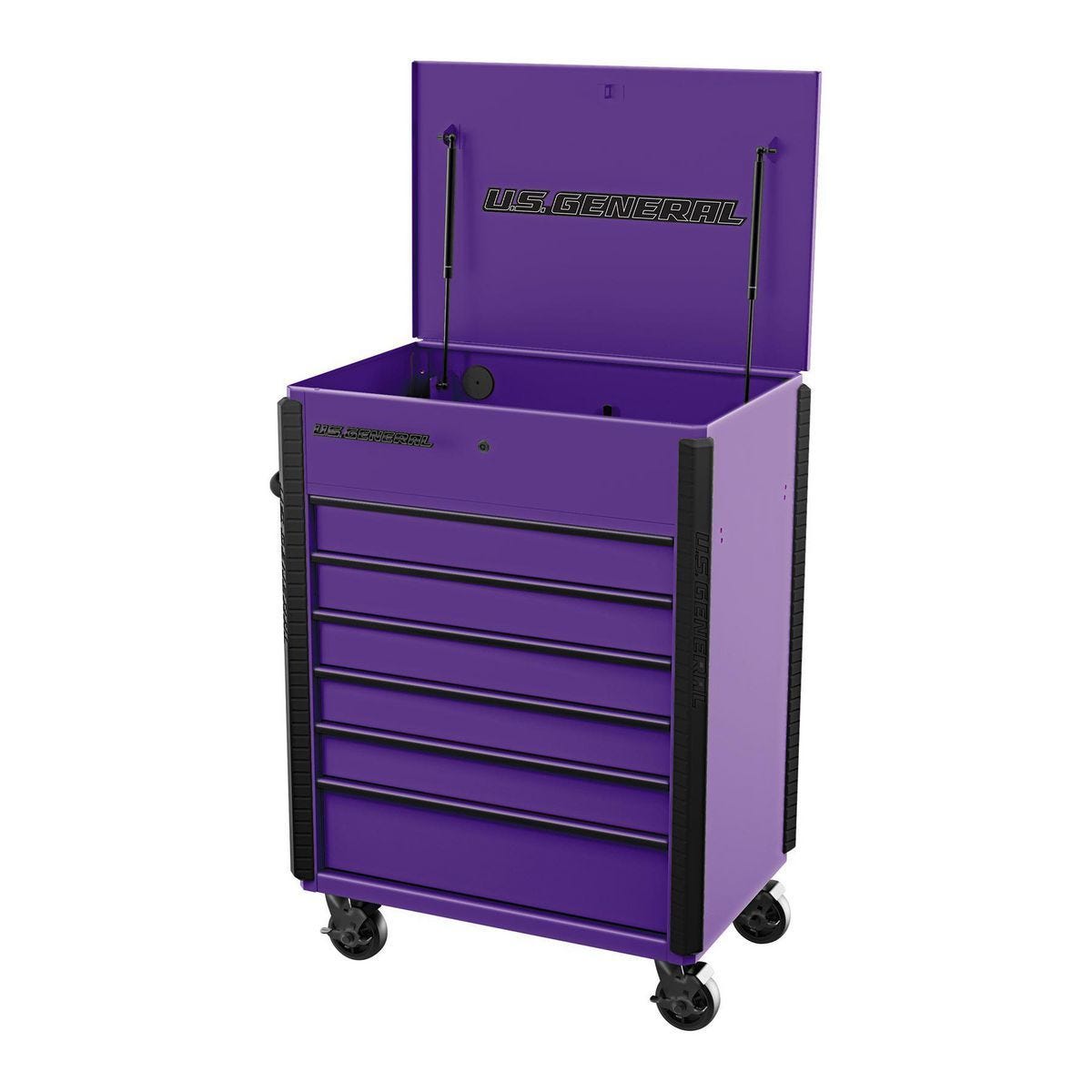 U.S. GENERAL 34 in. x 23 in., 6-Drawer Full-Bank Service Cart, Purple ...
