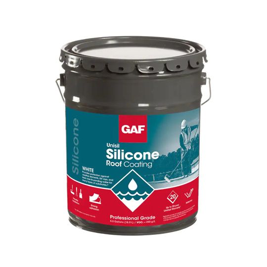 GAF Unisil Silicone Roof Coating, White – 5 Gallon Pail – Super Arbor