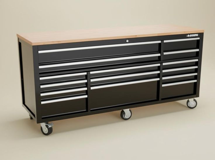 Husky 84-inch Mobile Workbench with Wood Top - Gloss Black – Super Arbor