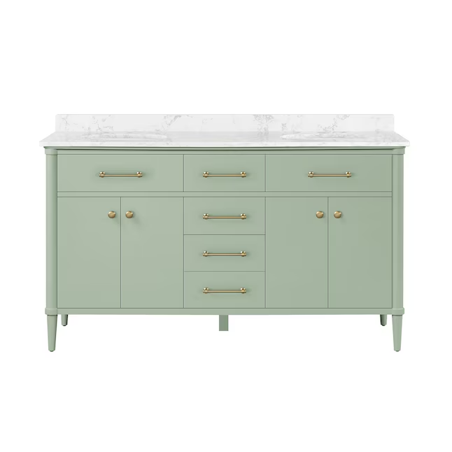 allen + roth Rian 60-in Sea Green Undermount Double Sink Bathroom Vani ...
