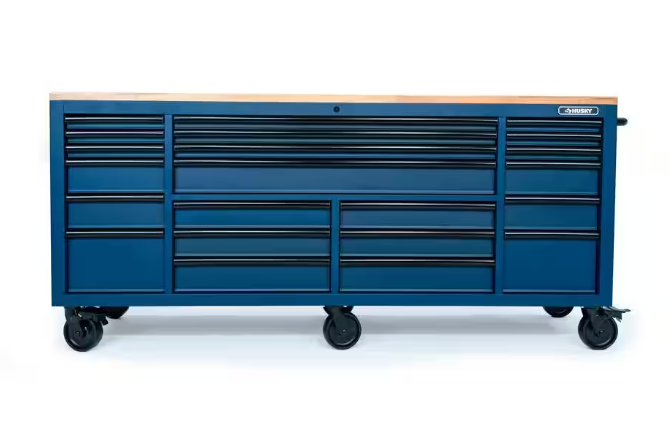 Tool Storage Heavy Duty 84 in. W Matte Blue Mobile Workbench Cabinet ...