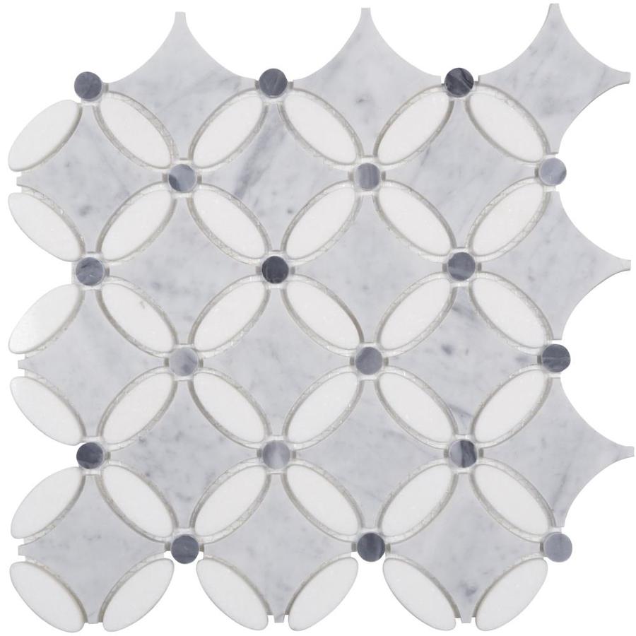 Satori Flower 12-in x 12-in Polished Natural Stone Marble Mosaic Tile ...