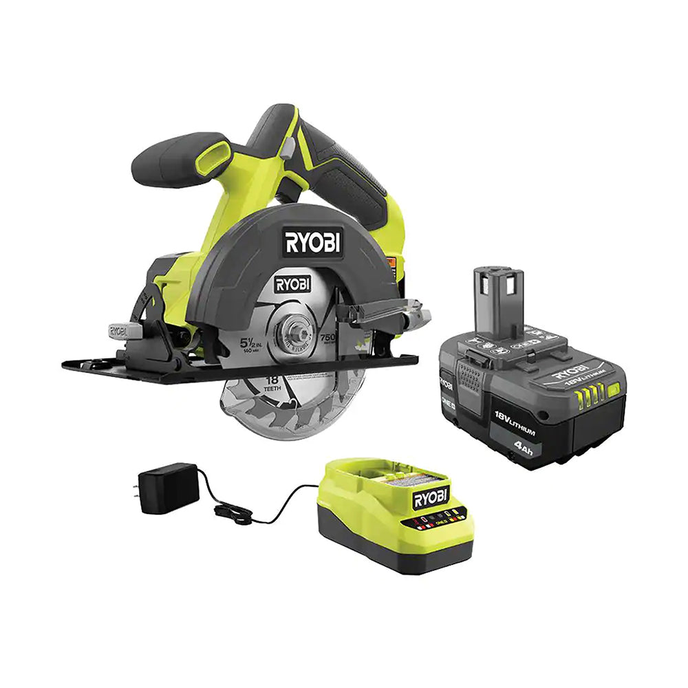 RYOBI 18-Volt ONE+ Cordless 5-1/2 in. Circular Saw Kit with 4.0 Ah Lit ...