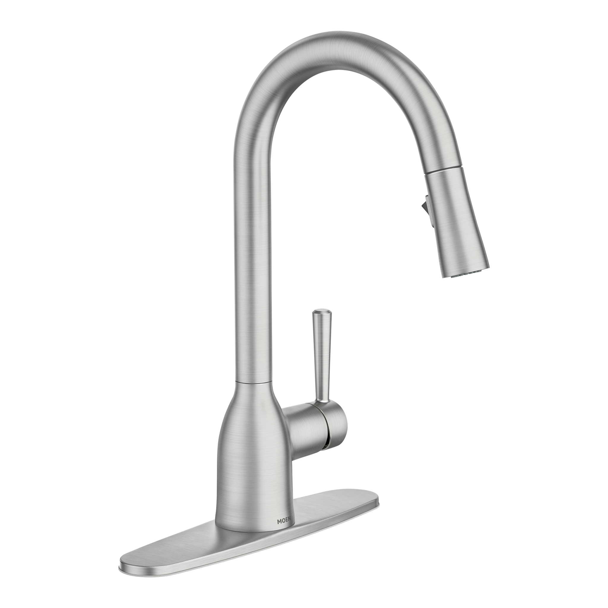 Moen Adler One‑Handle High Arc Pull‑Down Kitchen Faucet with Deck Plat ...